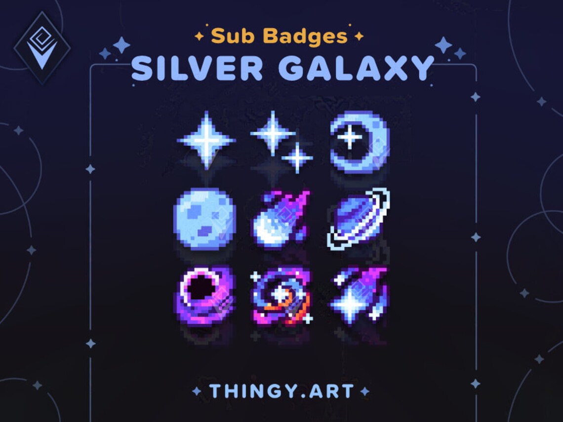 Silver Galaxy Stream Badges for Twitch / Youtube / Discord || Bit ...