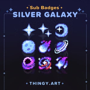 Silver Galaxy Stream Badges for Twitch / Youtube / Discord || Bit ...