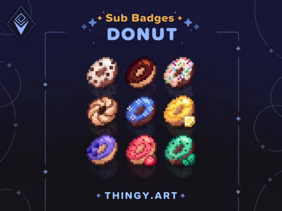 Donut Stream Badges for Twitch / Youtube / Discord || Bit Badges || Sub ...