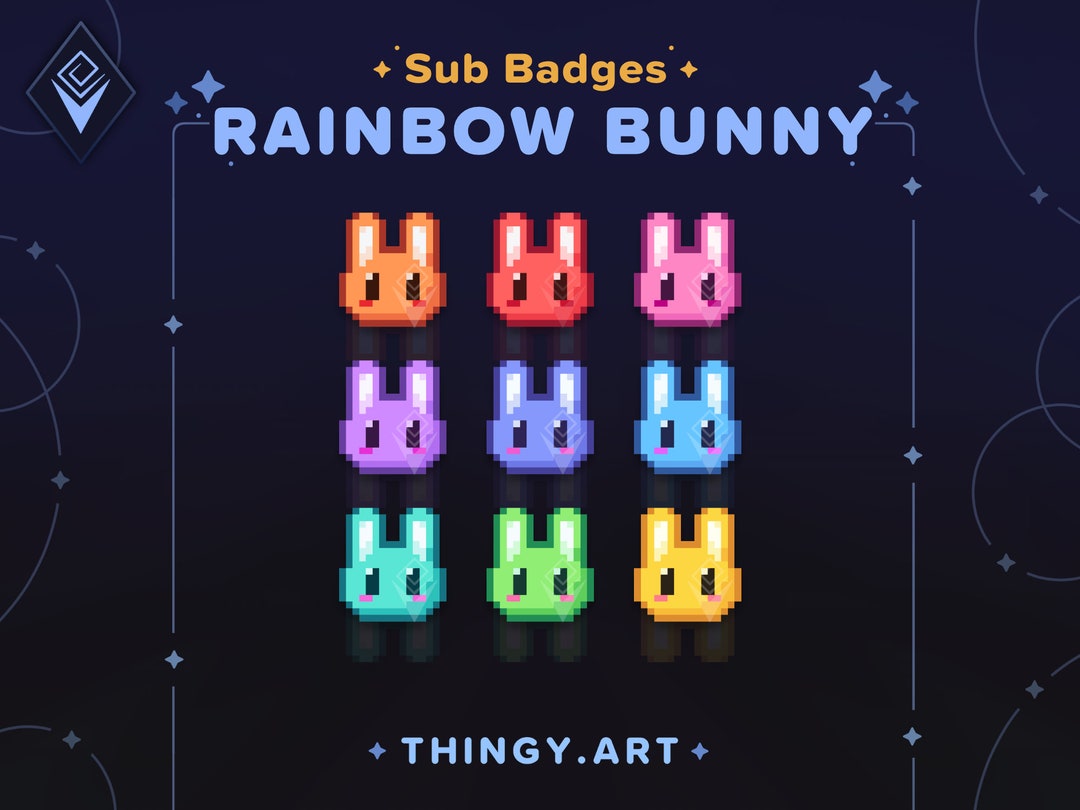 Rainbow Bunny Stream Badges for Twitch / Youtube / Discord || Bit ...