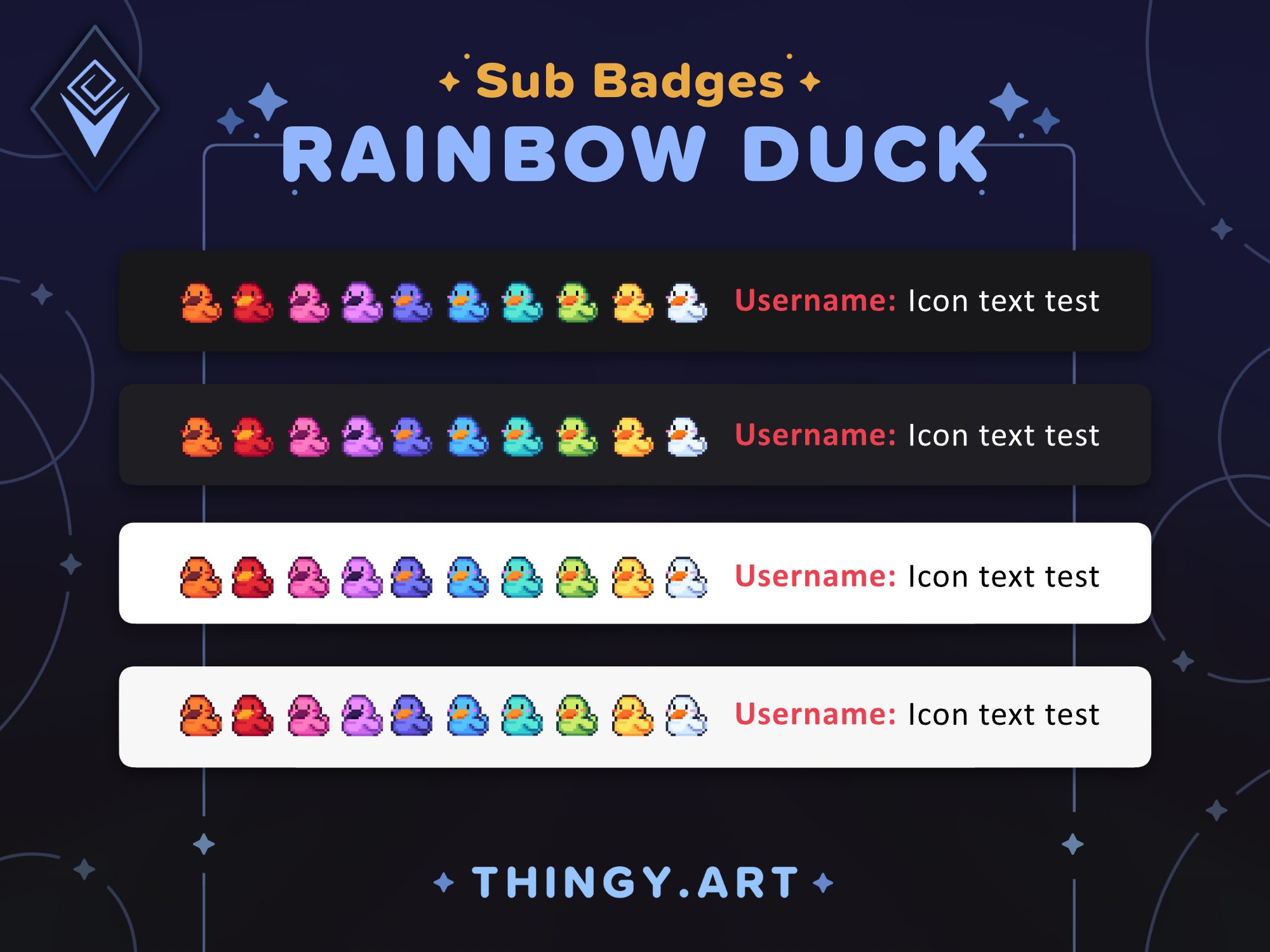 Rainbow Duck Stream Badges for Twitch / Youtube / Discord Bit Badges ...