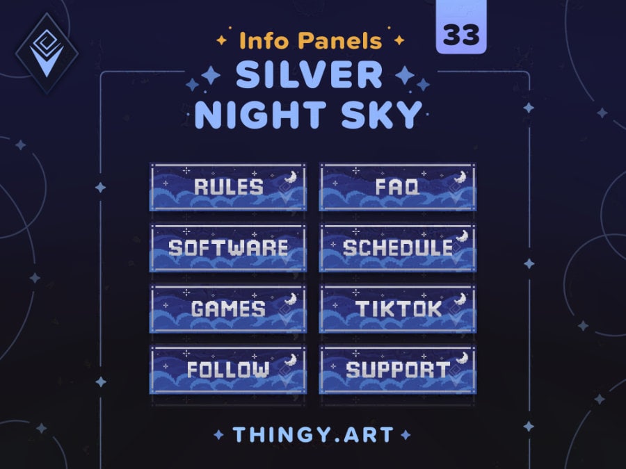 Silver Night Sky Panels Pack || Twitch Graphics || Twitch Panels - Etsy