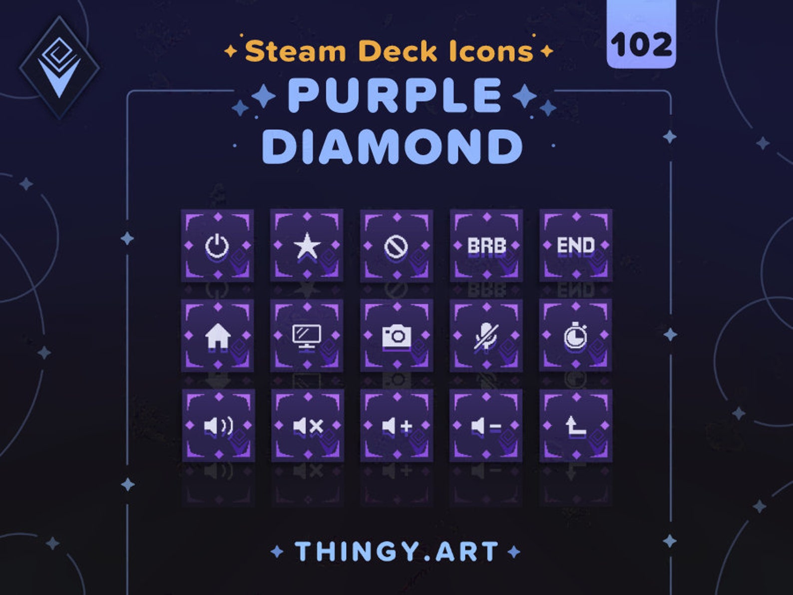 Purple Diamond Stream Deck Icon Pack || 103 Diamond Icon Set for Elgato ...