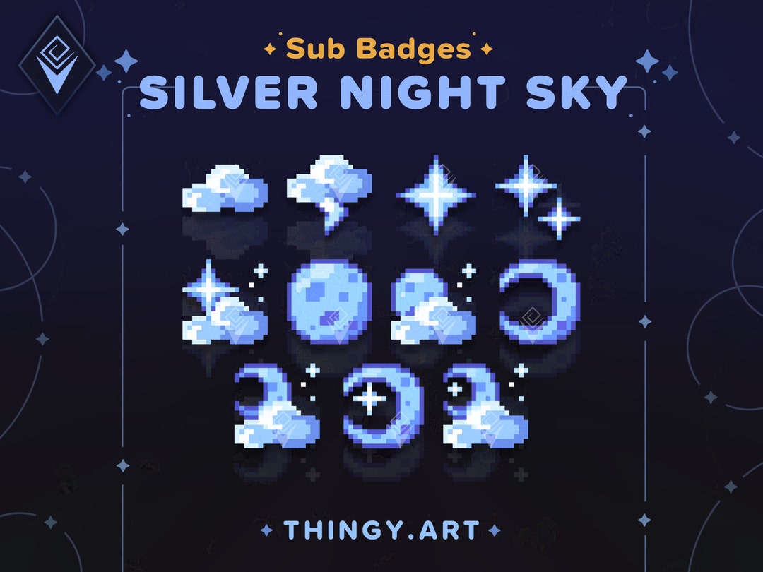 Silver Night Sky Stream Badges for Twitch / Youtube / Discord || Bit ...