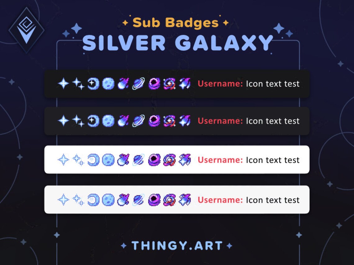 Silver Galaxy Stream Badges for Twitch / Youtube / Discord || Bit ...