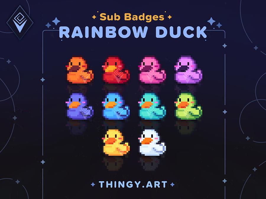 Rainbow Duck Stream Badges for Twitch / Youtube / Discord || Bit Badges ...