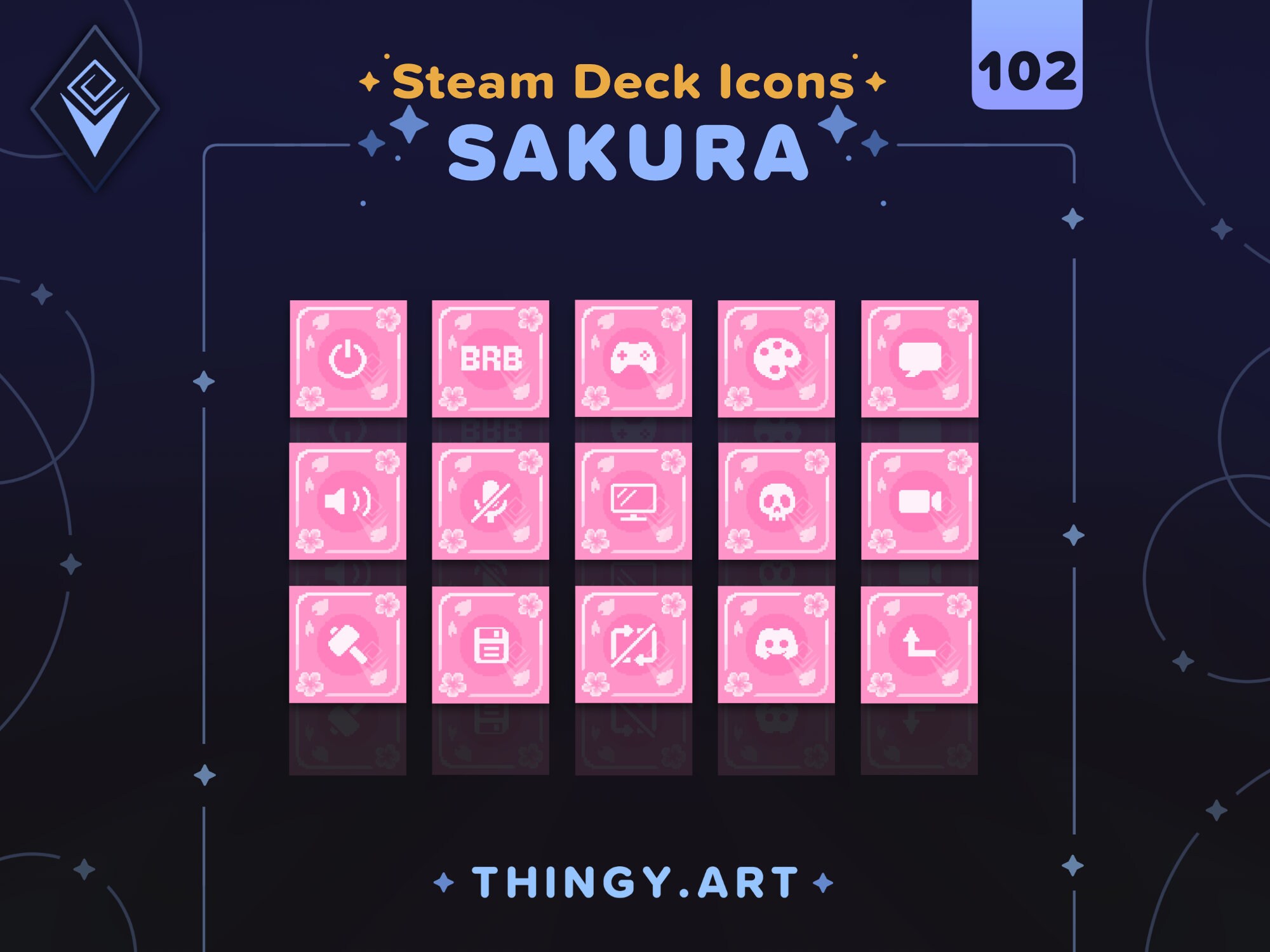 Sakura Stream Deck Icon Pack 102 Pink Flower Icon Set for Elgato Stream ...