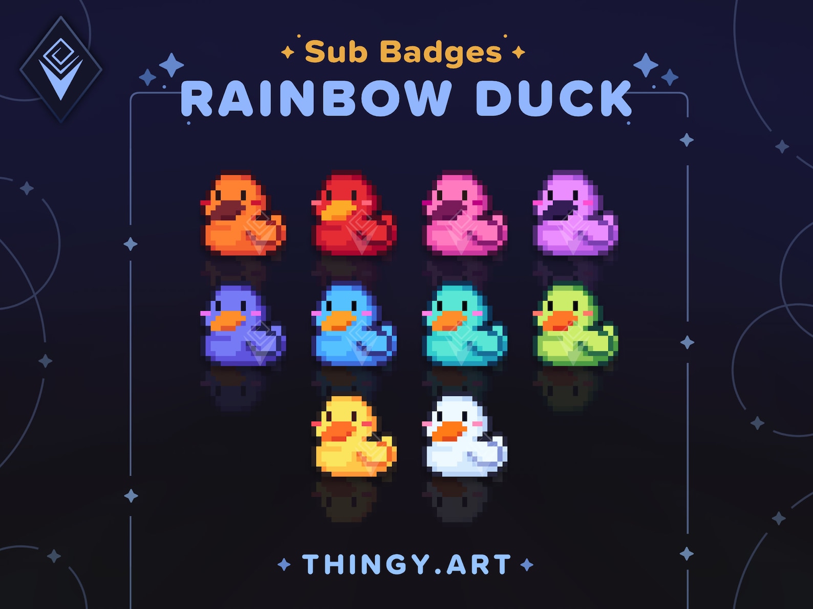 Rainbow Duck Stream Badges for Twitch / Youtube / Discord Bit Badges ...