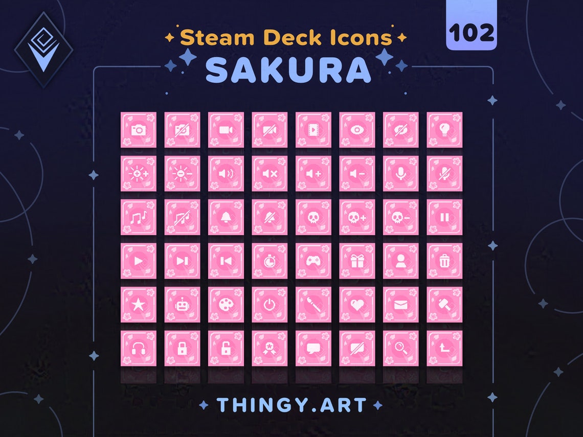 Sakura Stream Deck Icon Pack 102 Pink Flower Icon Set for Elgato Stream ...