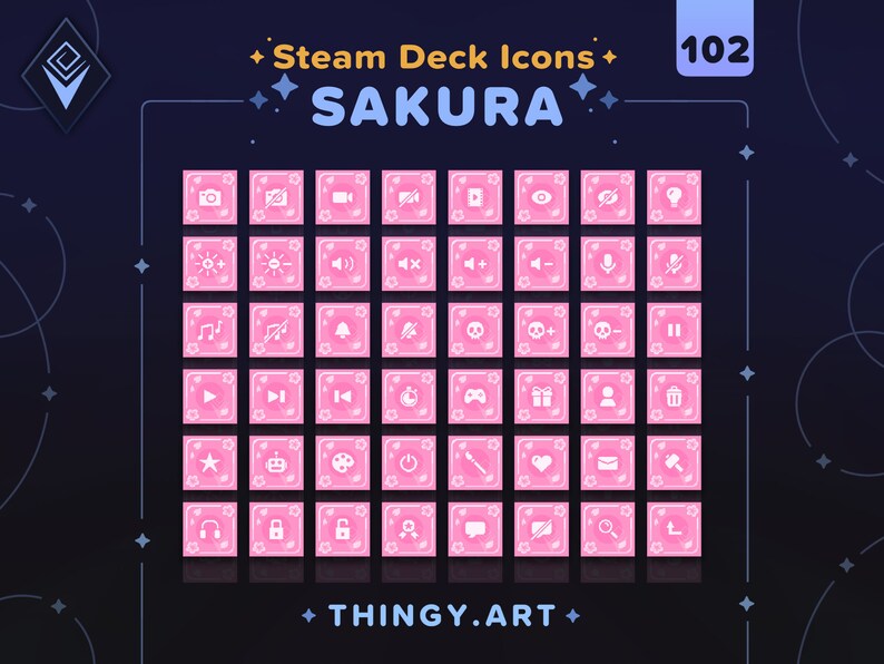 Sakura Stream Deck Icon Pack 102 Pink Flower Icon Set for Elgato Stream ...