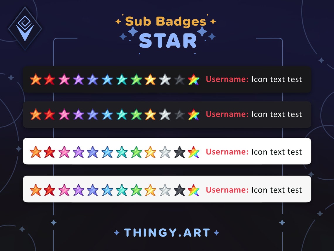 Star Stream Badges for Twitch / Youtube / Discord || Bit Badges || Sub ...