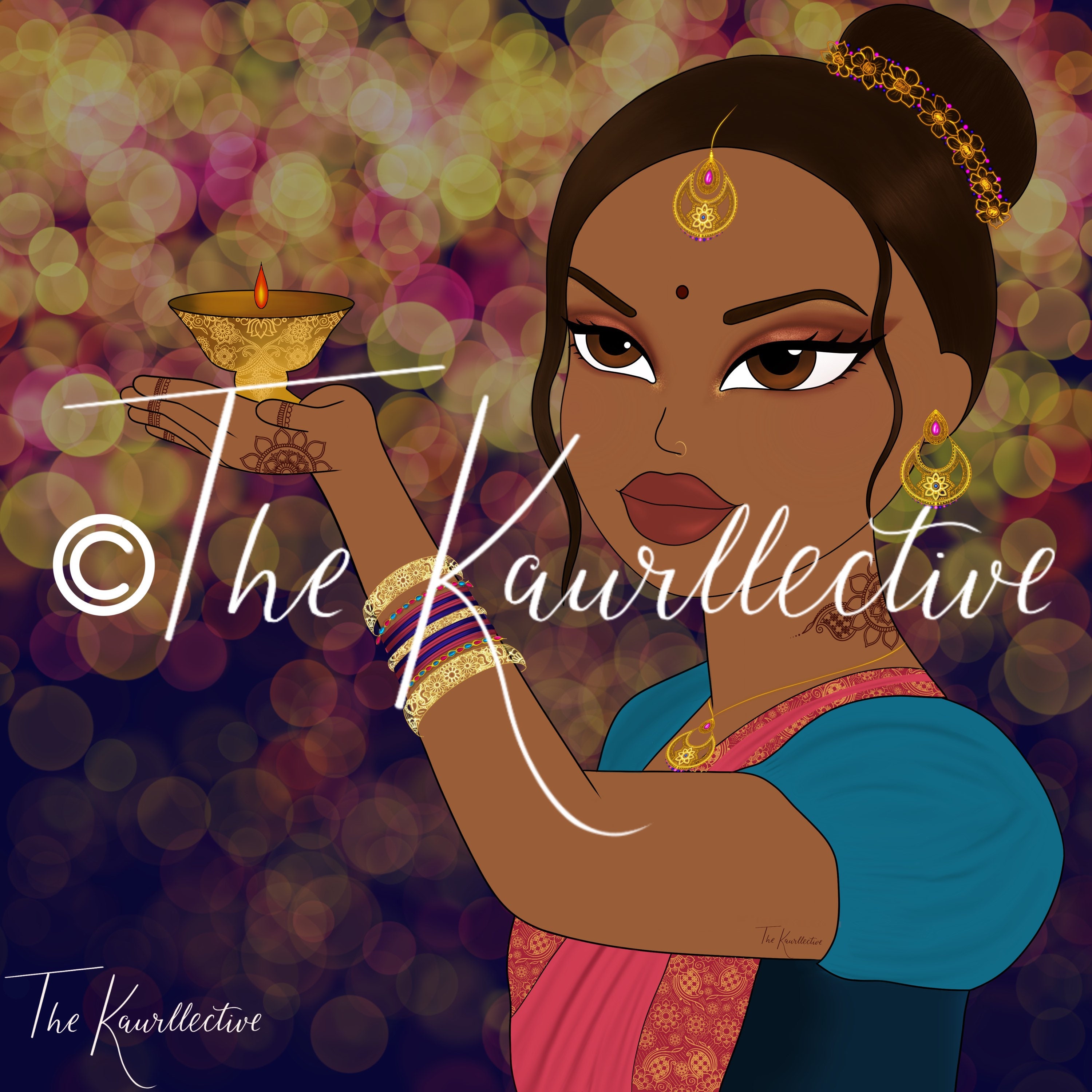 Diwali Diva Print Desi Art Print Indian Wall Decor Diwali Candle ...