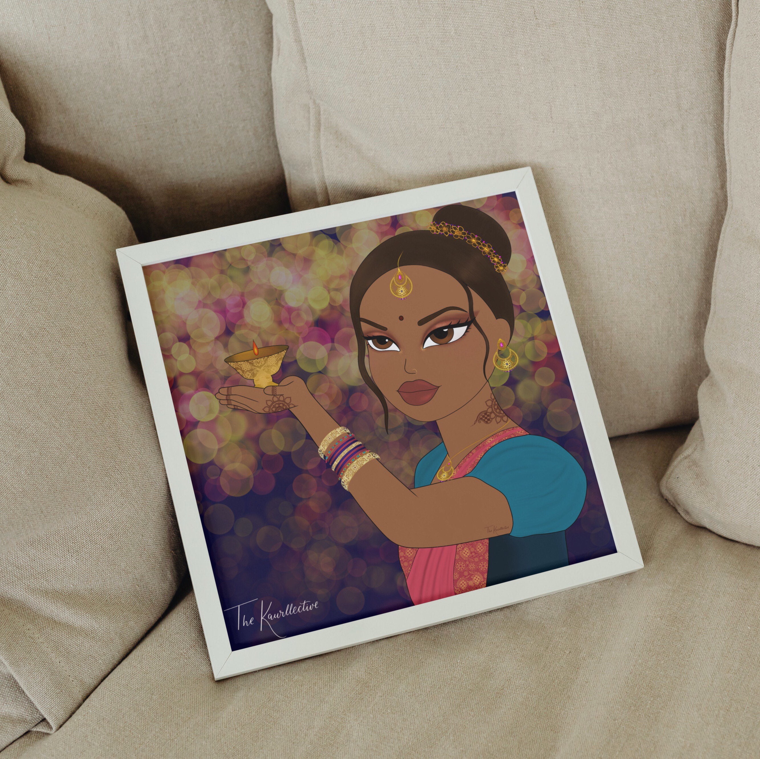 Diwali Diva Print Desi Art Print Indian Wall Decor Diwali Candle ...