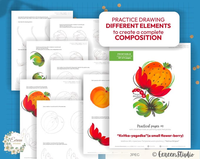 Coloring Page With Petrykivka Painting | Pre-designed Pattern ...