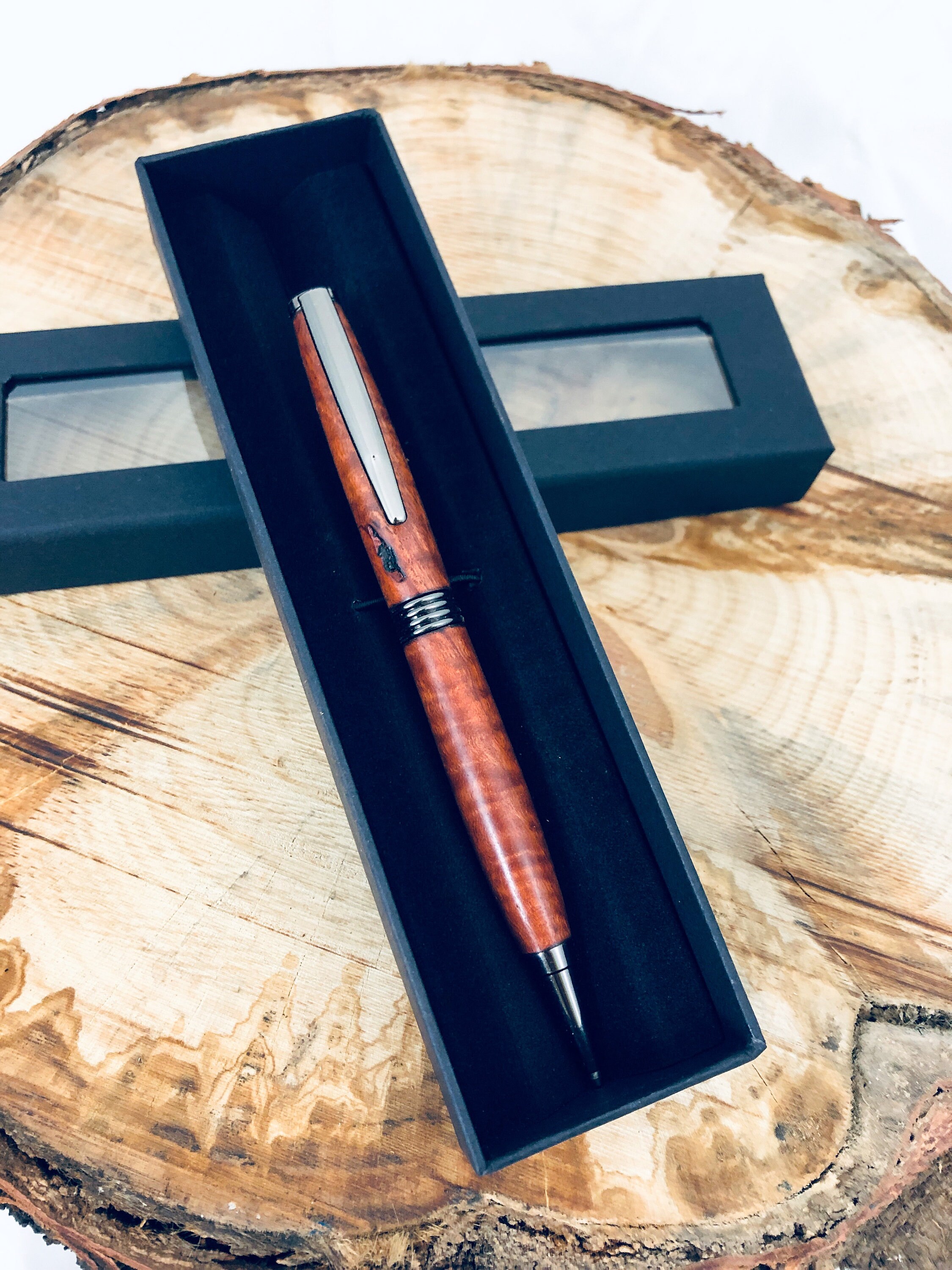 Rare Curly Jarrah Handcrafted Into a Balpoint Pen. Handmade for a ...