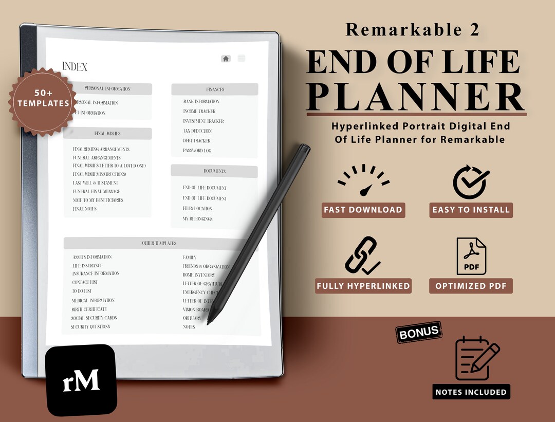 End of Life Planner for Remarkable, Final Preparations, Last Wishes ...