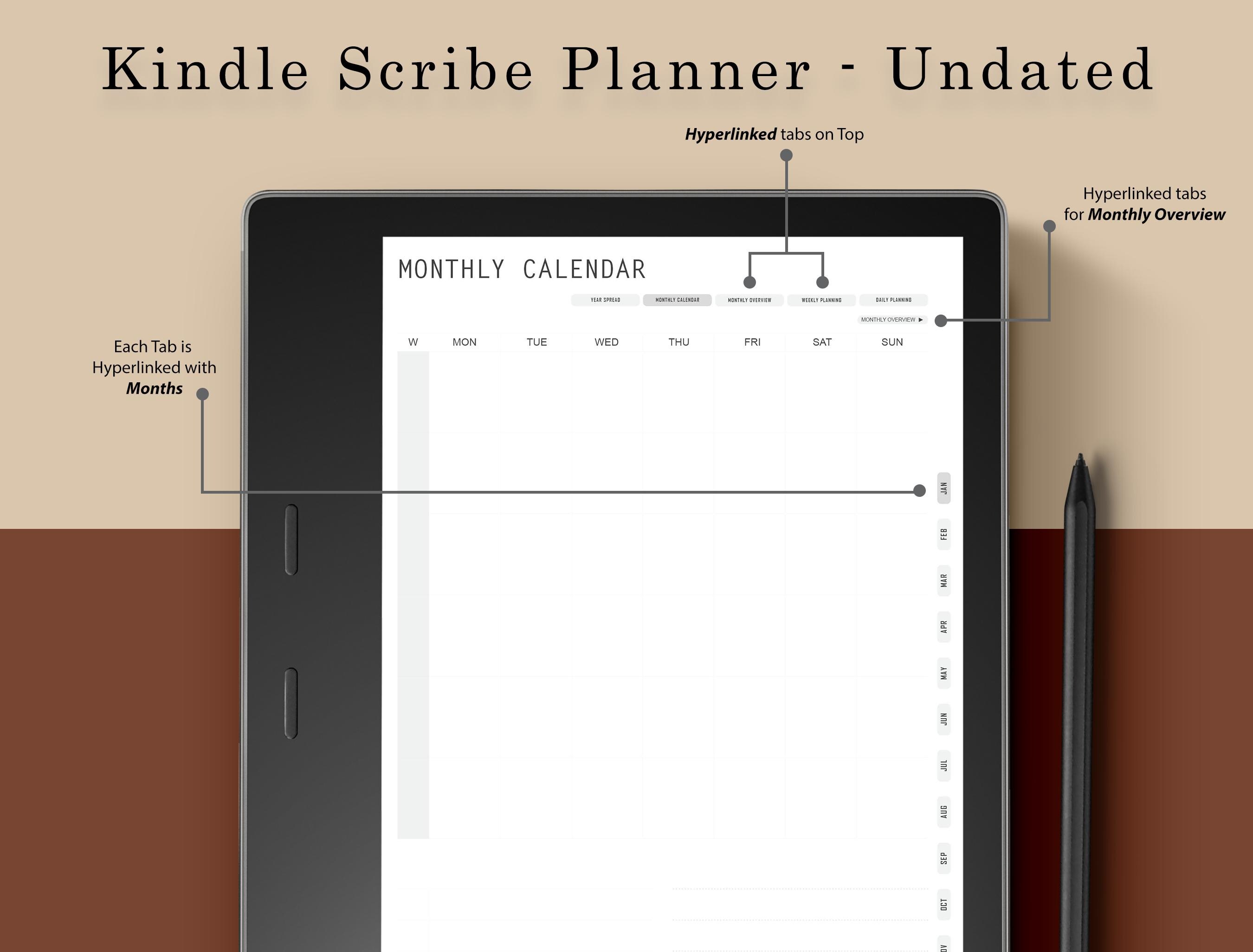 Kindle Scribe Undated Digital Planner Templates, Kindle Scribe ...