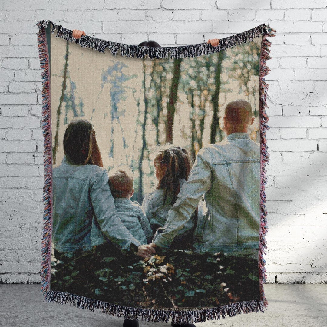 Customizable Family Photo Blanket, Picture Blanket, Woven Memory ...