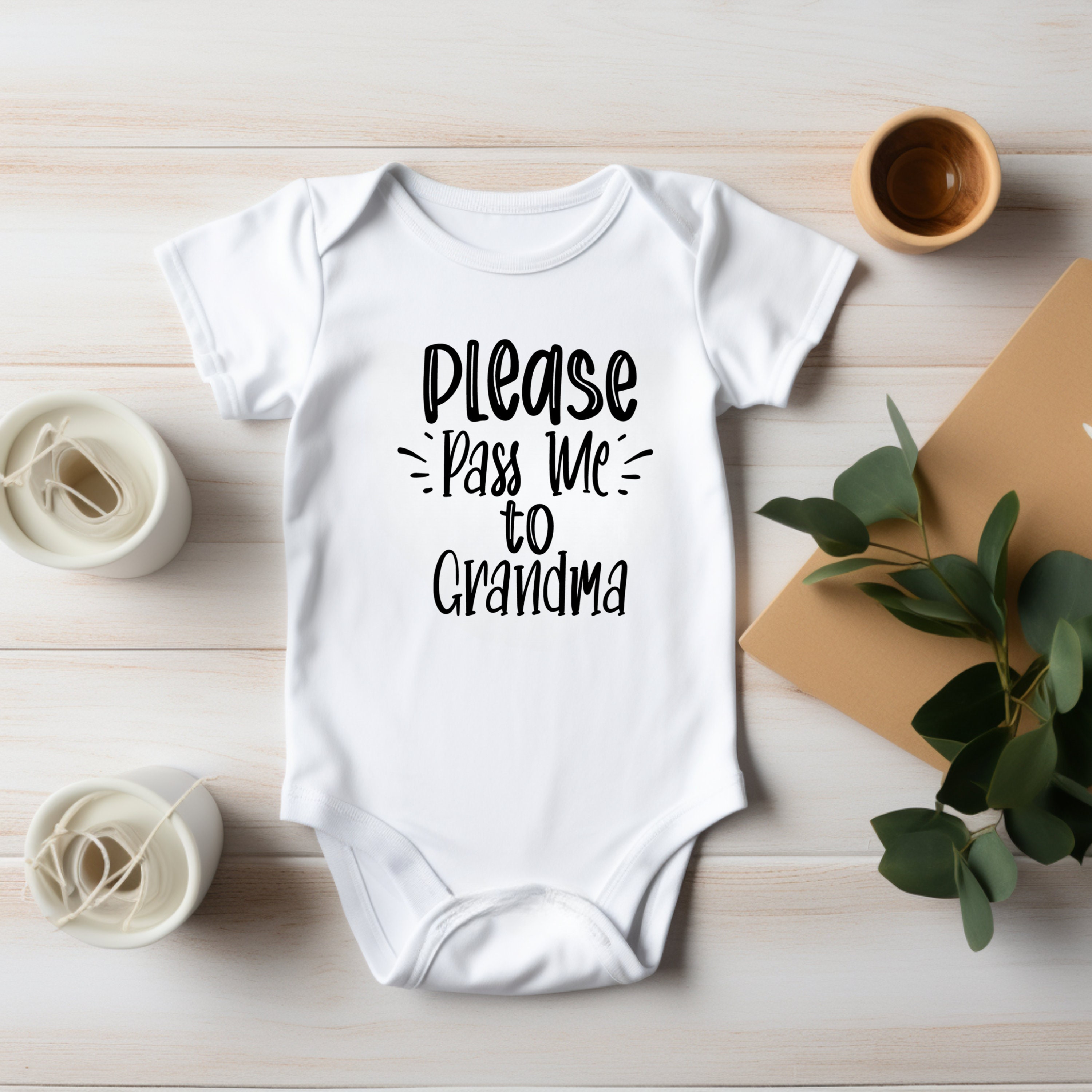 Please Pass Me to Grandma Bodysuit, Custom Baby Bodysuit, Baby Shower ...