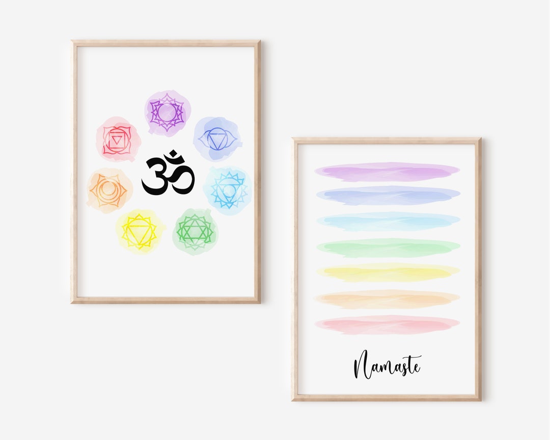 Namaste Chakra Poster Set, Om Chakra Yoga Poster, Chakra Symbols, Om ...