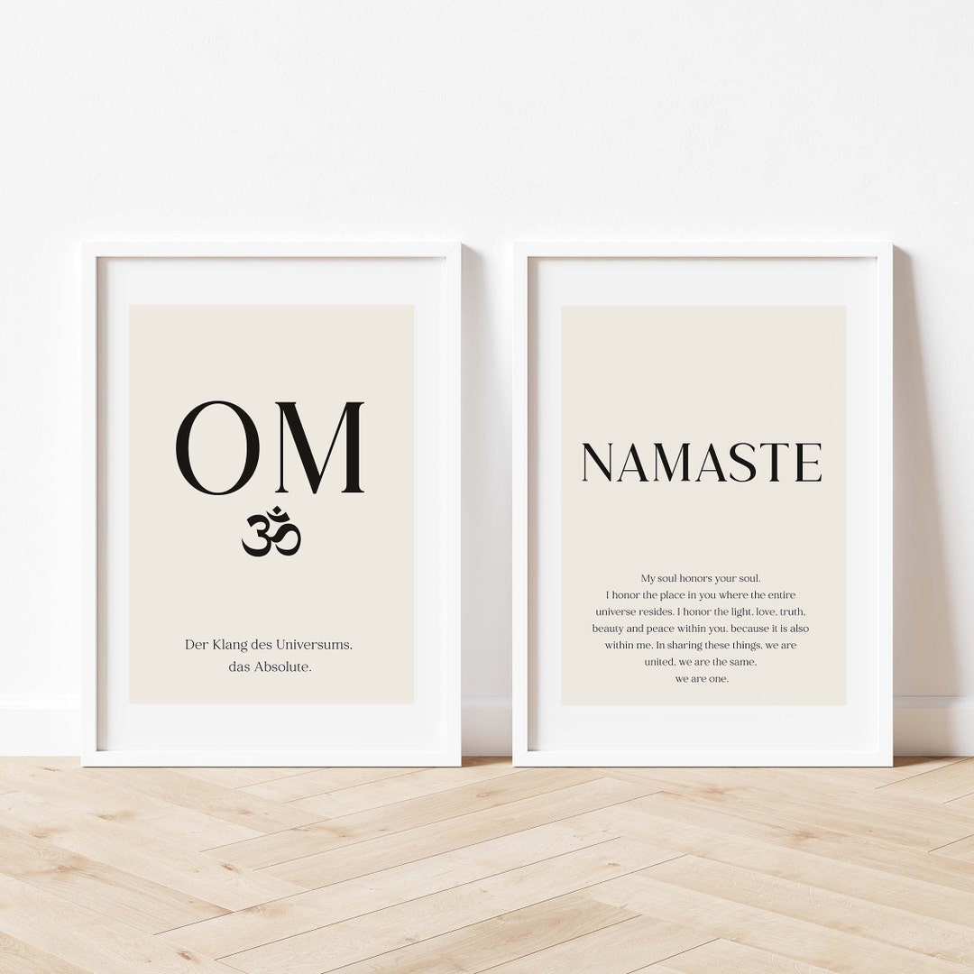 Yoga Mantra Poster Set Om Namaste, Yoga Art Print, Mantra and ...
