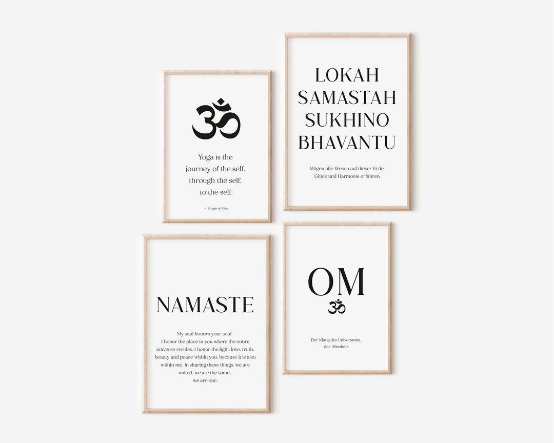 Yoga Poster Set, Mantra Poster, Poster Om, Lokah Samastah, Namaste ...