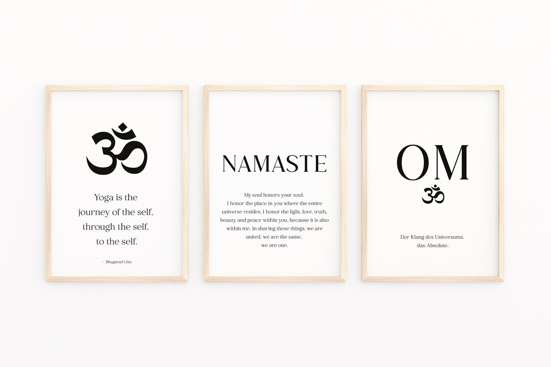 Yoga Mantra Poster Set, Om, Yoga is the Journey, Namaste, Set of 3 Yoga ...