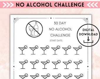 30 DAY NO ALCOHOL Challenge Printable | Alcohol Free Challenge ...