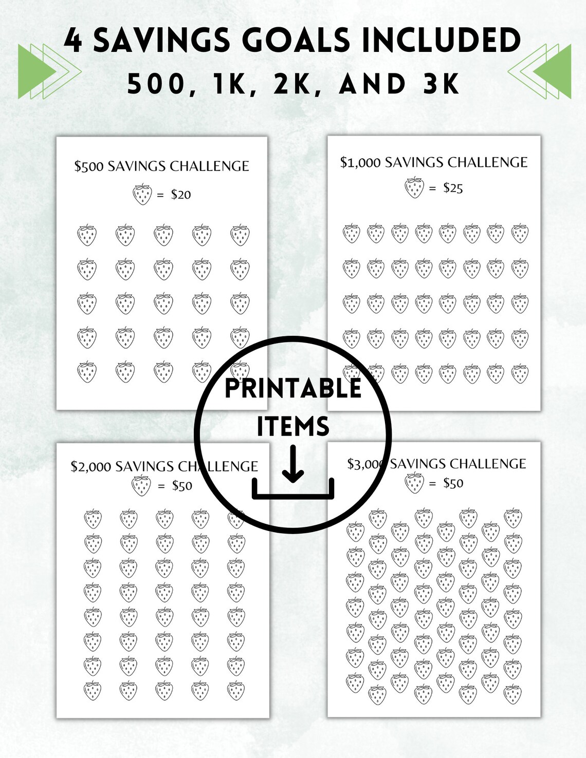 Savings Challenge Bundle | 500, 1K, 2K and 3K Savings Tracker ...
