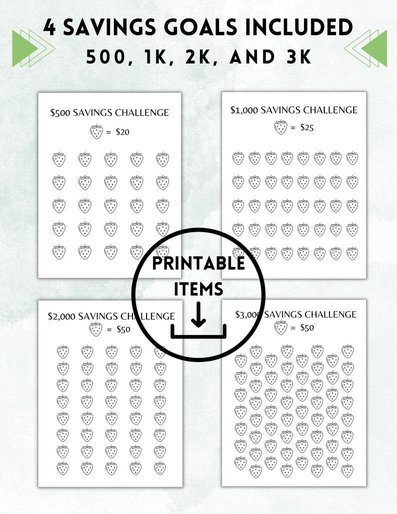 Savings Challenge Bundle | 500, 1K, 2K and 3K Savings Tracker ...