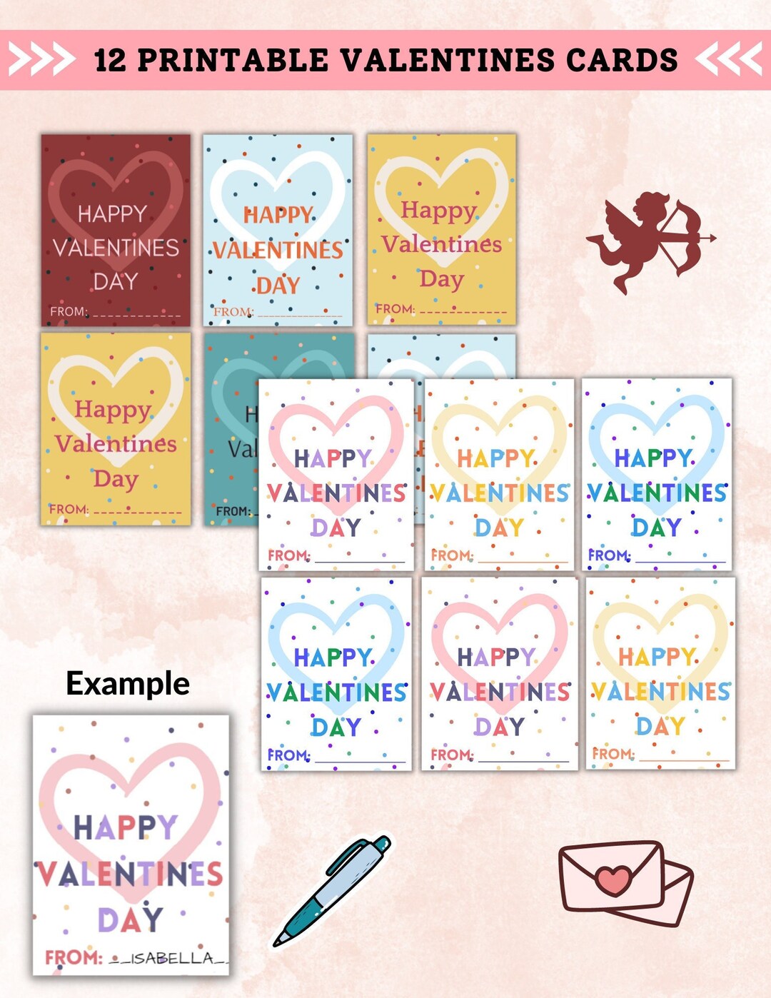 Classroom Valentines || Printable Valentine Cards - Etsy