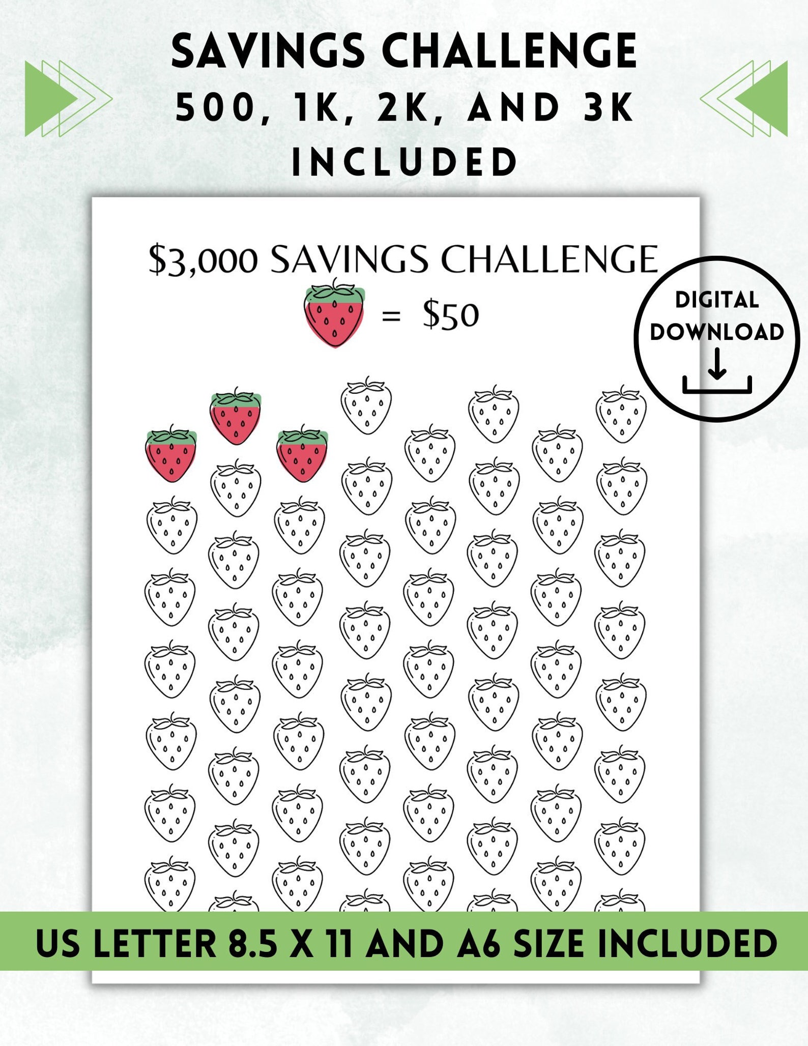 Savings Challenge Bundle | 500, 1K, 2K and 3K Savings Tracker ...