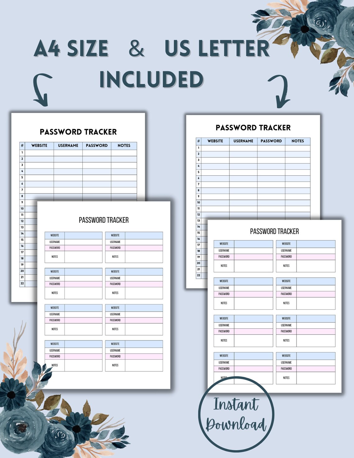 Password Tracker | Password Log | Printable - Etsy