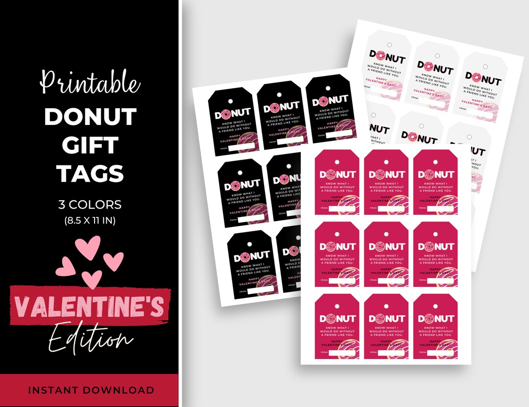 Valentines Day Gift Tags Donut Gift Tags - Etsy