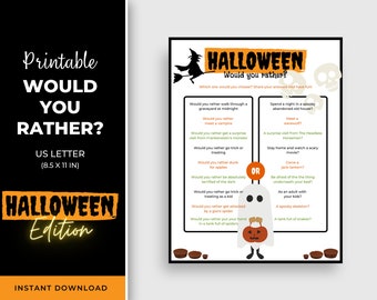 Halloween Printable, Kid's Halloween Printable, Halloween Would You ...