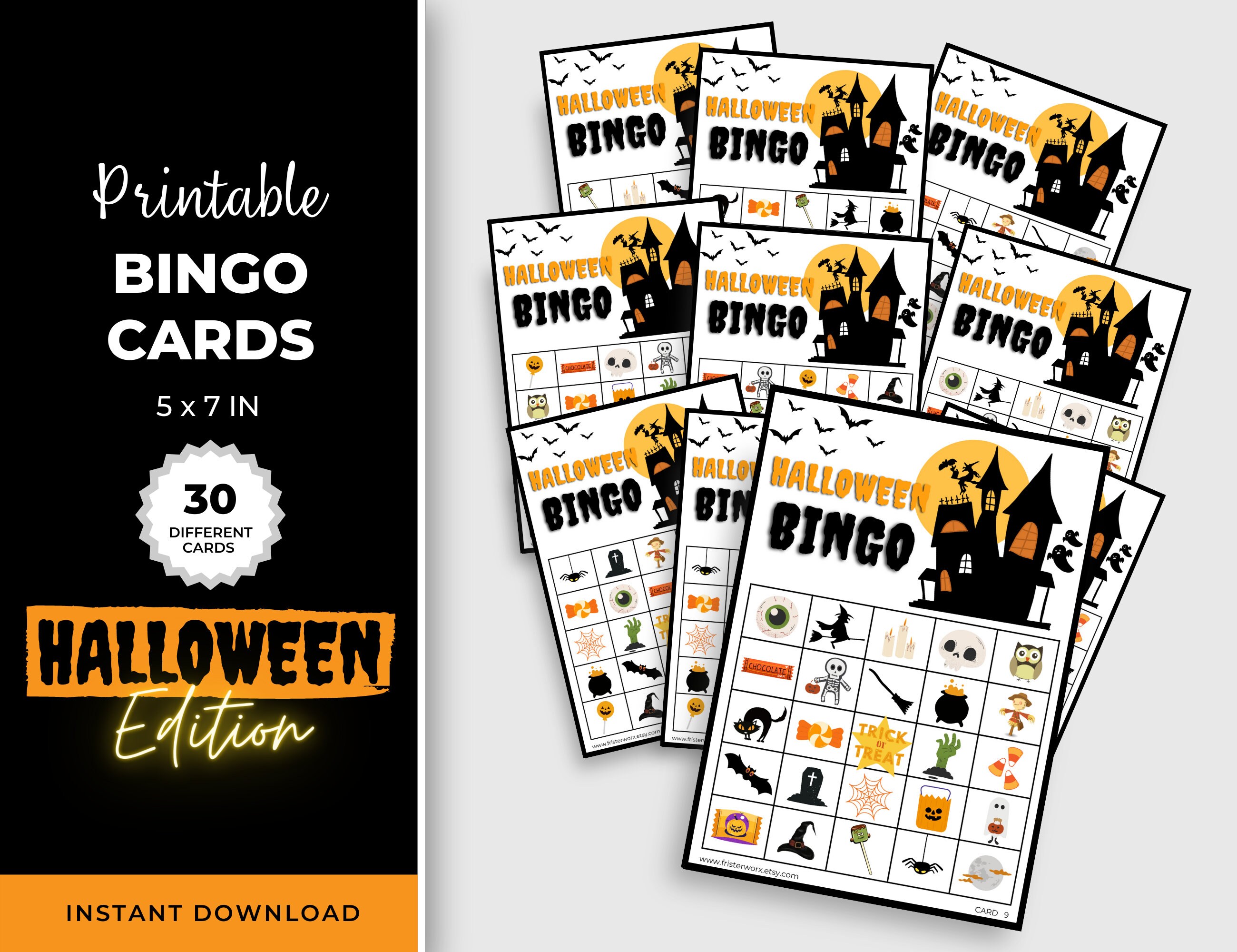 Printable Halloween Bingo Game for Family Fun and Spooky - Etsy