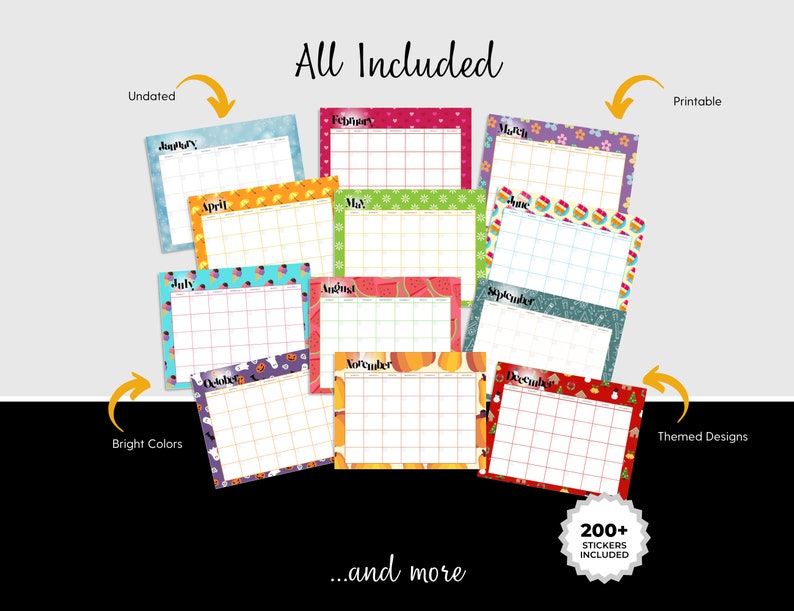 Back to School Calendar Printable Stickers Included - Etsy