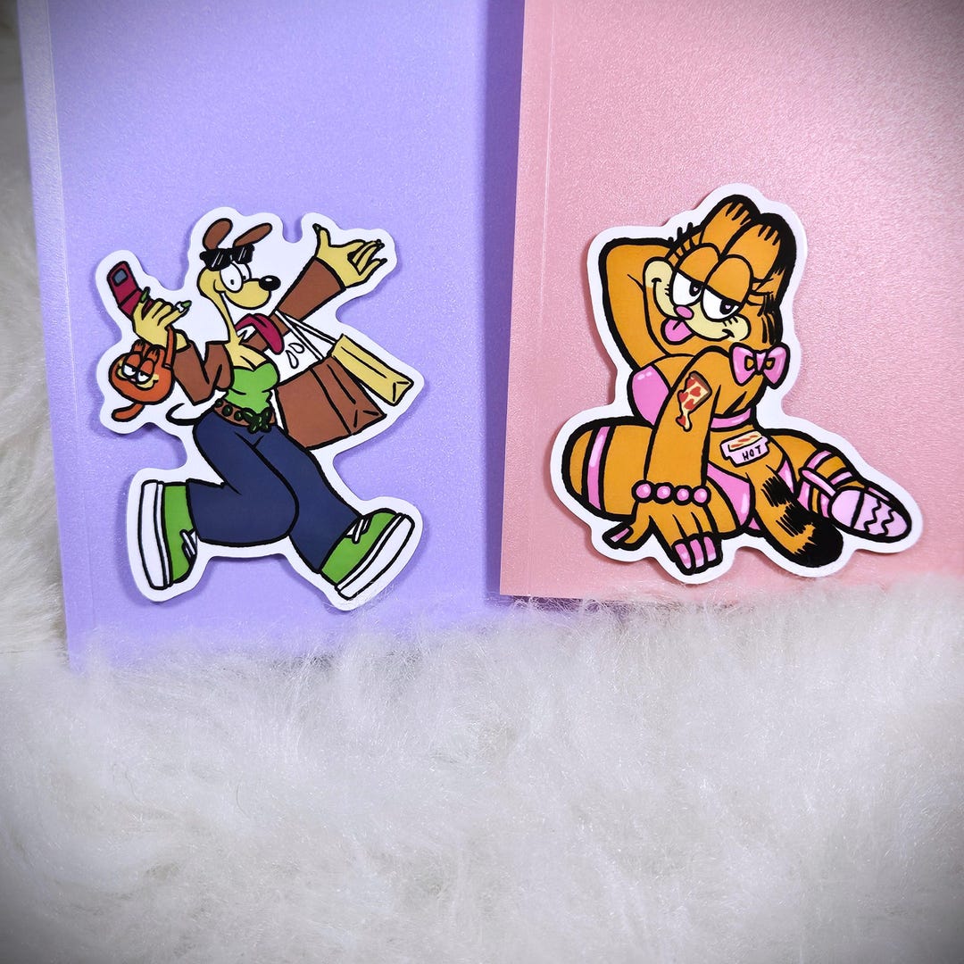 Garfield & Odie Materialgarf | Glossy 3-inch Vinyl Sticker - Etsy