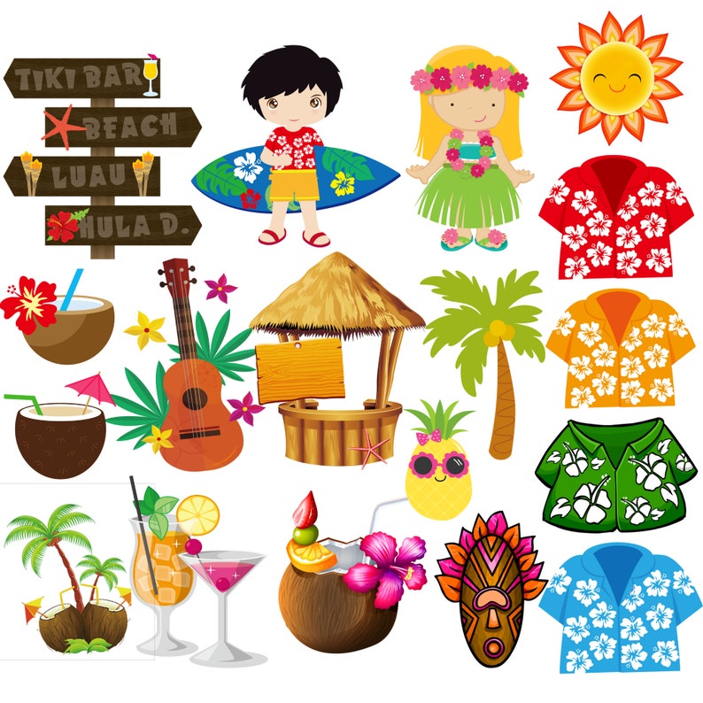 Luau Clipart, Hawaiian Luau Png, Tropical Clipart, Tiki Png, Summer ...