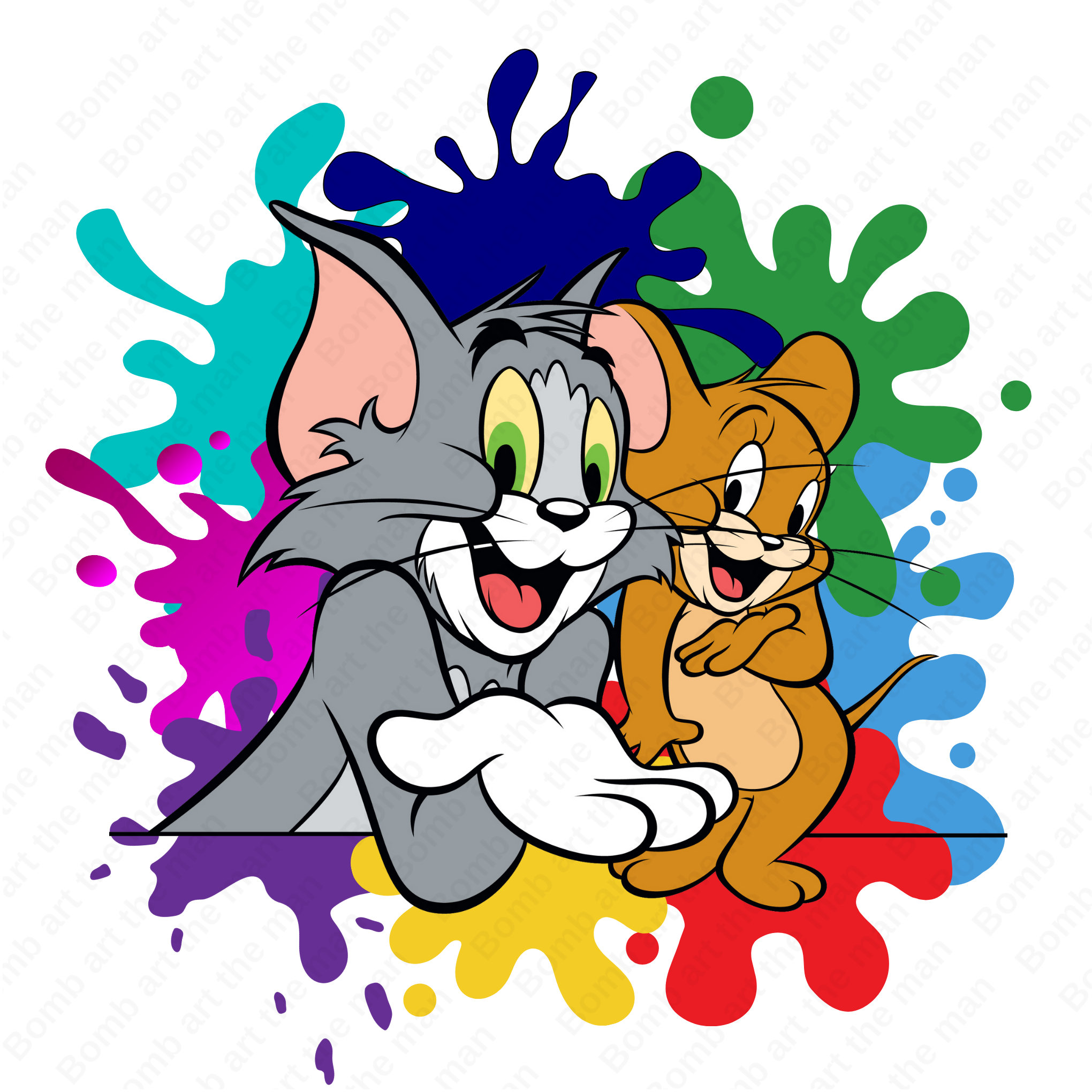 Tom and Jerry Clipart Watecolor Background Tom and Jerry - Etsy UK