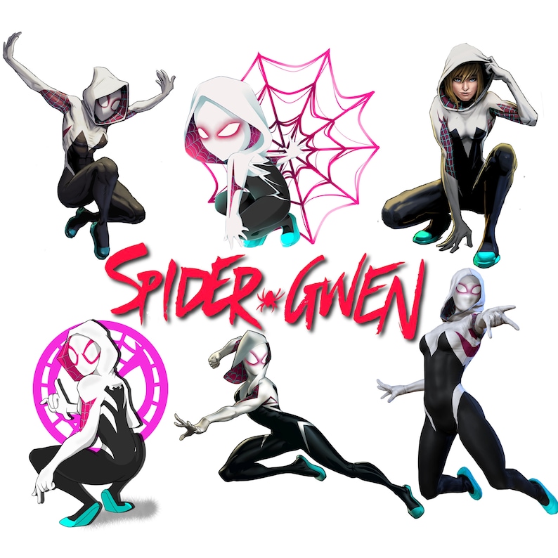 Paquete spider gwen png, mujer araña png, superhéroe png, conjunto de ...