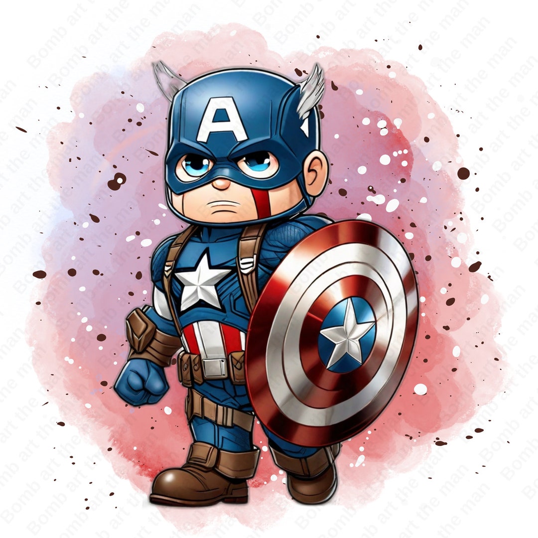 Captain America Clipart Cute Captain America Png Super Hero - Etsy