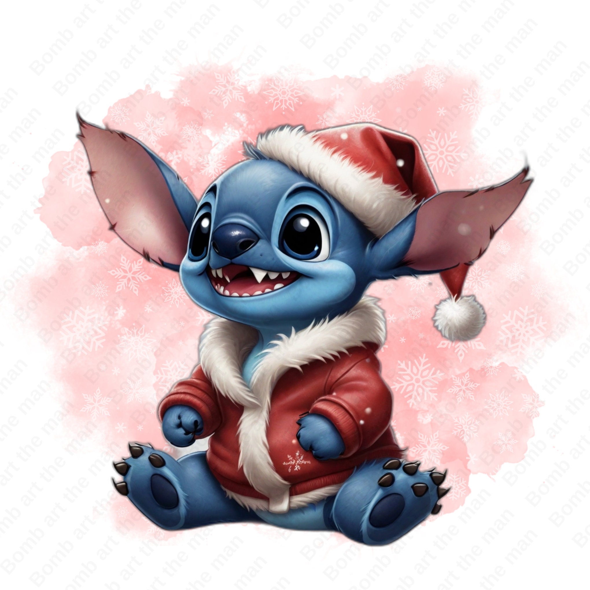 Stich Christmas Clipart Cute Stitch Png Watercolor - Etsy