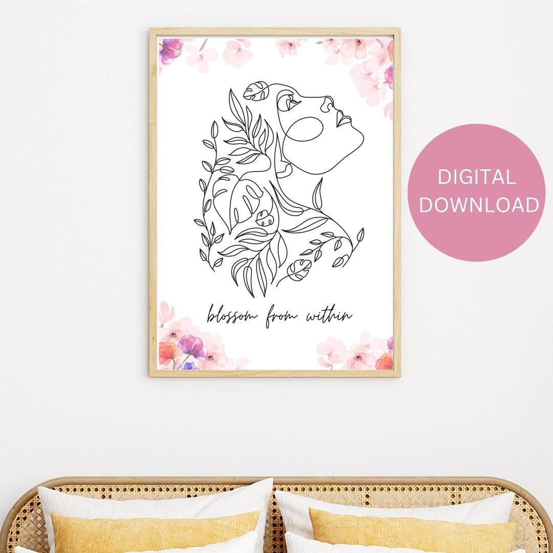 Abstract Women Line Art Print, Law of Attraction, Positive Prints, Girl ...