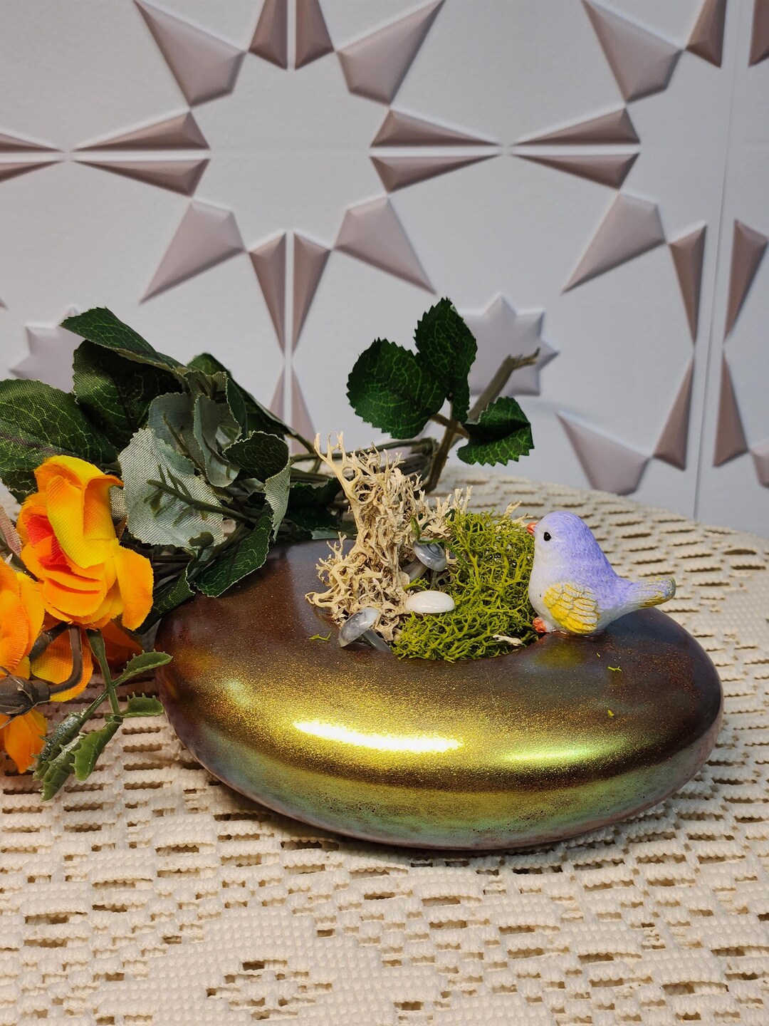 Miniature Bird Nest With Mushrooms and Bluebird - Etsy