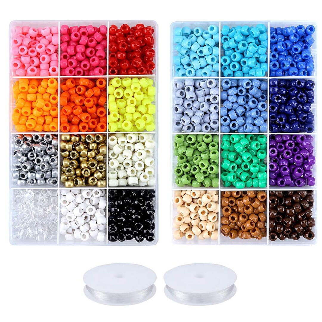 Pony Beads Jewelry Making Kit, 9mm Pony Beads Rainbow - Etsy