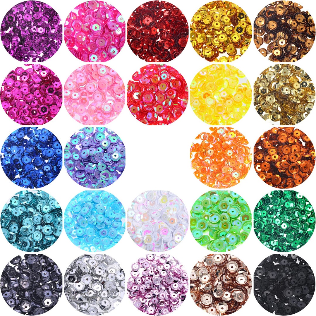 4mm Sequins for Crafts, 24 Colors Rainbow Sequins 25000pcs Bulk Loose ...