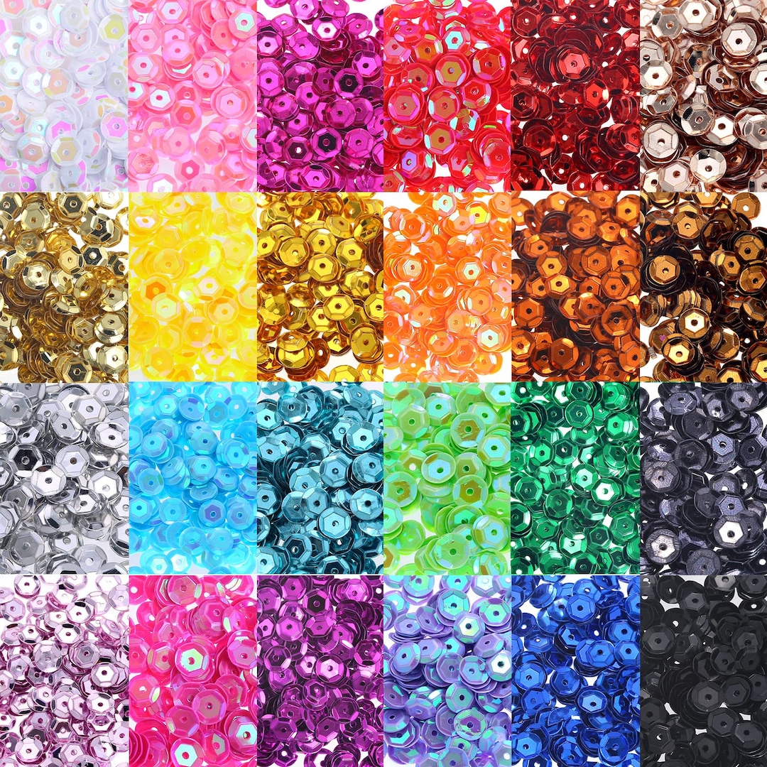 5mm Sequins for Crafts Bulk, 24 Colored Iridescent Metallic Sequins ...