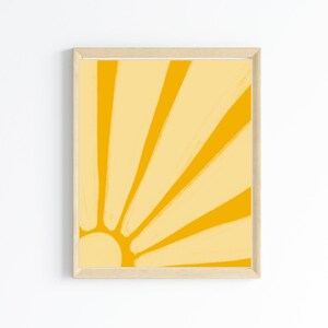 Bright Yellow Boho Sun Illustration Art Print, Digital Download, Boho ...