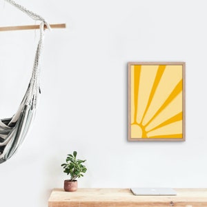 Bright Yellow Boho Sun Illustration Art Print, Digital Download, Boho ...